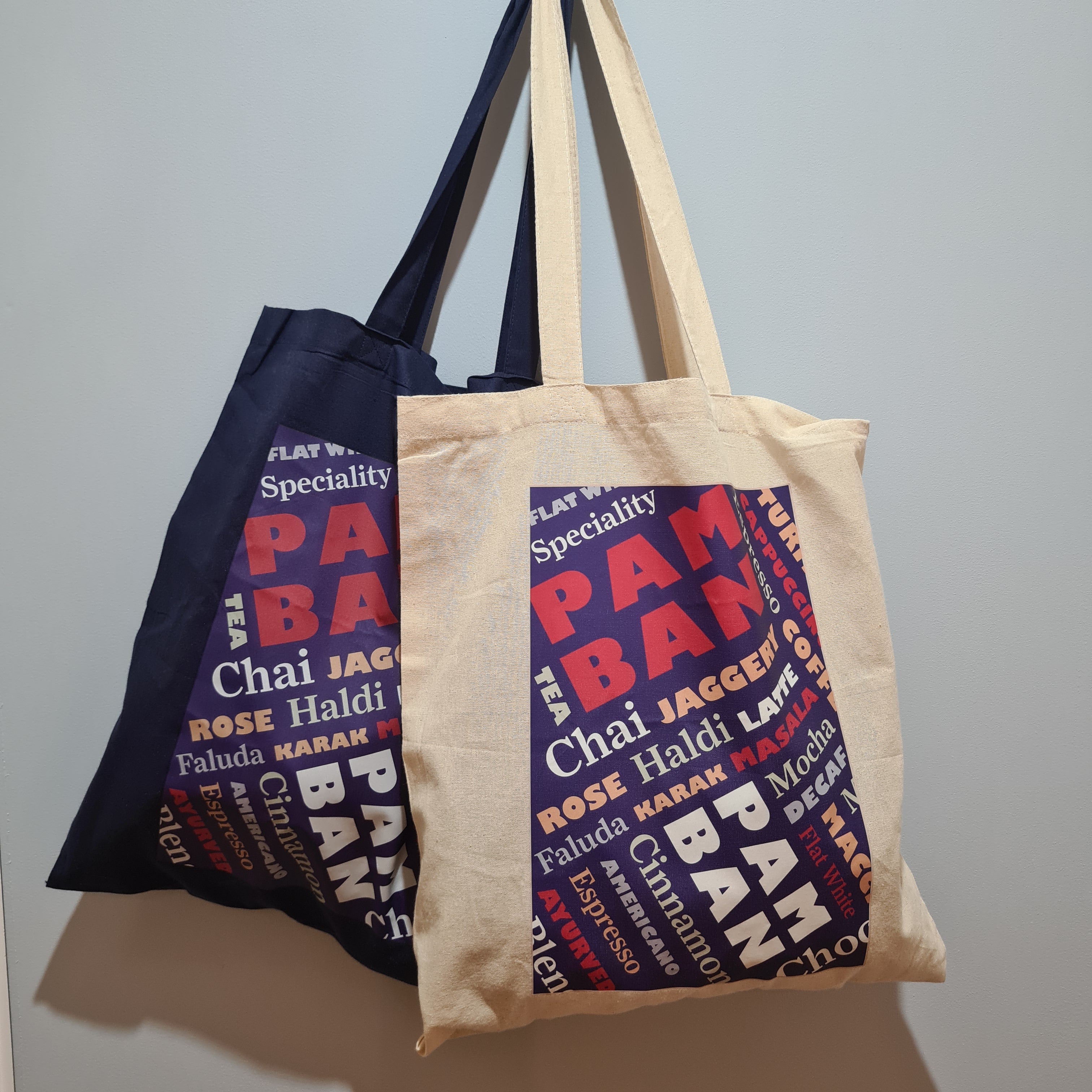 Pamban Reusable Canvas Tote Bag - White – Pamban Chai & Coffee House